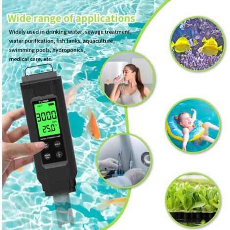 Medidor de pH 5 en 1, pH, EC, TDS, salinidad y temperatura, prueba de pH para piscinas ...