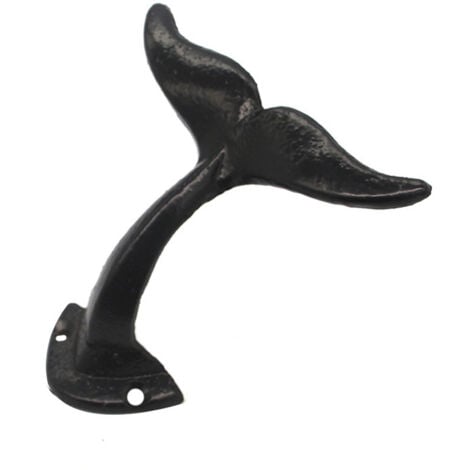 Lot de 1 Crochet queue de baleine noire Crochet mural en fonte en forme ...