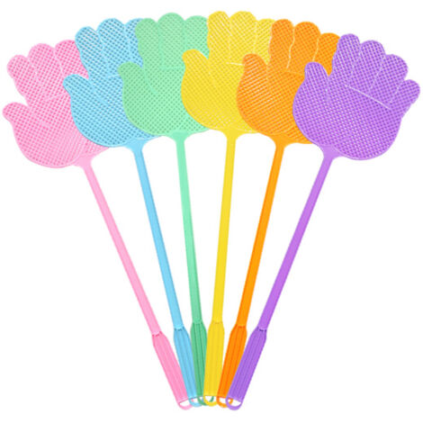 6 Pcs Tapette à Mouches Plastique coloré Long Manche Manuel Lutte ...