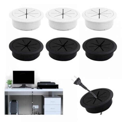 Passe Cable Bureau 6 pièces Passe Fil Bureau 60 mm Cache Cable TV Mural ...