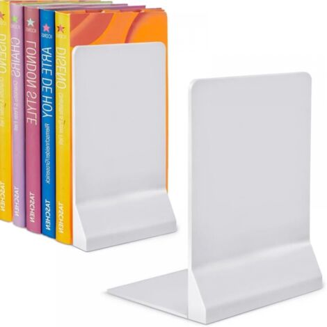 (1 Pair,White) Original Bookends Foldable Book Stopper Book Press ...