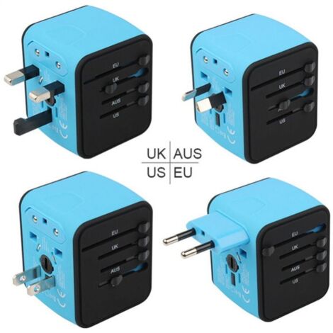 Reiseadapter, Universal-Stecker-Adapter, 4 USB-Anschlüsse und AC-Buchse ...
