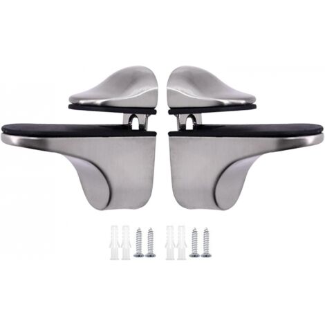 2pcs Brushed Silver Glass Shelf Bracket Adjustable 2-Piece Supports 3 ...