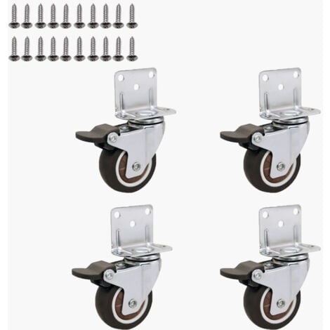 2 Pcs Furniture Casters Small Swivel Caster Wheels with Brake and ...