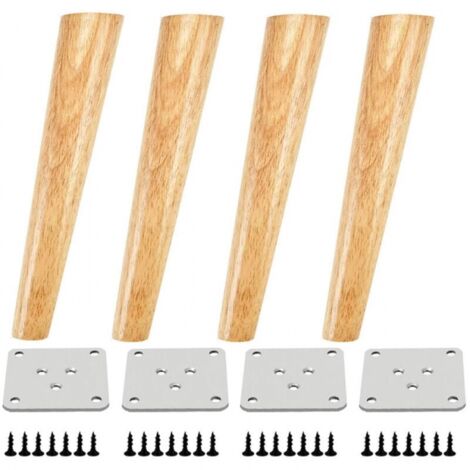 Set of 4 30cm Wooden Furniture Legs Angled Table Legs with Mounting ...