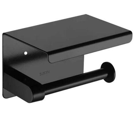 Black Paper Holder, Wall Mounted Paper Holder, with Mobile Phone Holder ...
