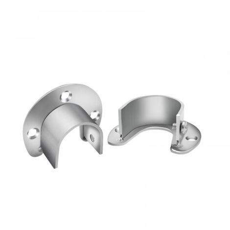 2pcs Silver Curtain Rod Bracket, U-Shaped Socket, Wardrobe Rod Holder ...