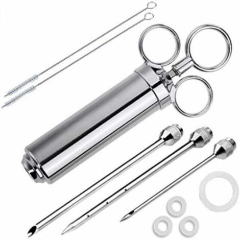 Stainless Steel Sauce Syringe, 3 Needle Marinade Syringe, Food Syringe ...