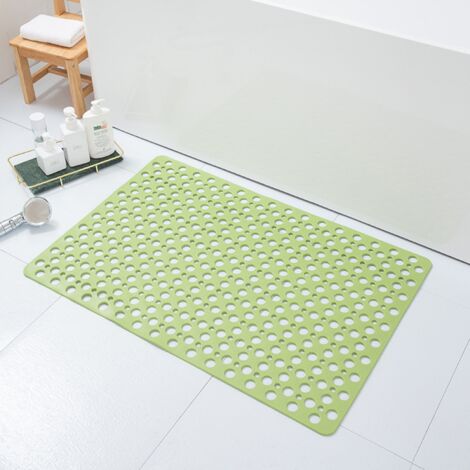 1pc Antibacterial Non Slip TPE Shower Mat Green Bath Mat 75x38cm Mildew Resistant Machine Washable Foot Mat for Shower or Bath