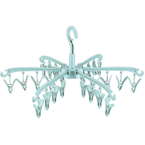 Green 24 Clips Foldable Hanging Clothes Dryer, Indoor Outdoor Laundry ...