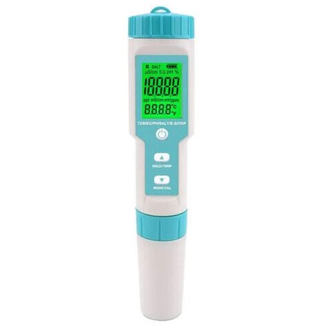 Pool Salinity Tester pH and Salt Water Salinity Meter 7-in-1 Digital ...