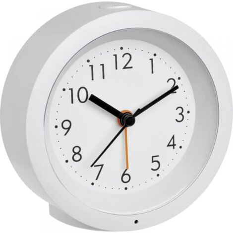 1pc White Quartz Alarm Clock White Wake Up Hours 1 Silent Clock Mechanism