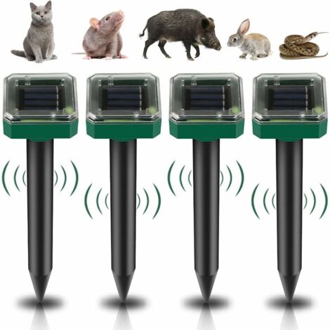 4 Pack Solar Ultrasonic Rat Repellent, Solar Rat Repellent, Ultrasonic ...
