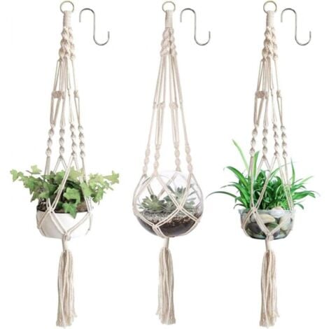 3 Pieces Hanging Mesh Flower Pot, Scandinavian Style Hanging Plant Basket