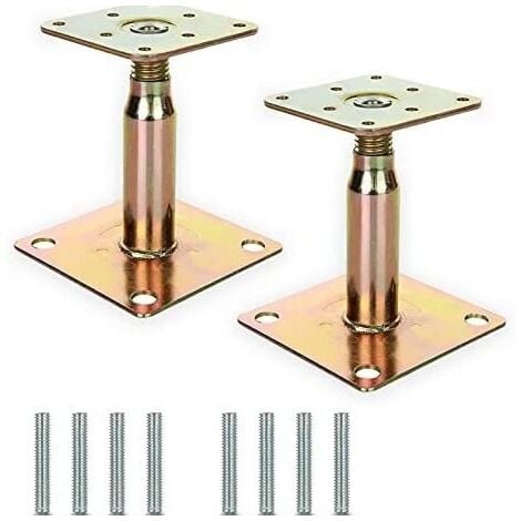 2 Pack Galvanized Raised Post Brackets Adjustable 100-150mm Heavy Duty ...