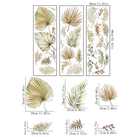 Palm Leaf Wall Stickers Tropical Plant Wall Sticker Bedroom Living Room ...
