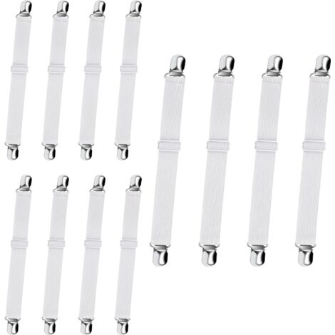 12 Pack Elastic Bed Sheet Holders - Adjustable Elastic Mattress Clips ...