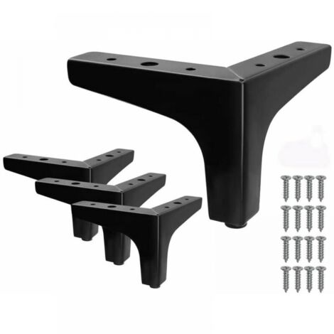 Metal Triangular Bed Legs, Set of 4 - Black, Height 10cm, Metal Tripod ...