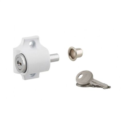 Sliding groove cylinder lock, push bolt, white, 2 keys, anti-theft ...