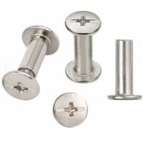 Book Screw Set 30 Pieces Nickel Plated Book Screws 5mm x 15mm Silver ...