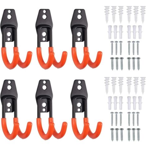 6pcs Steel Garage Storage Hooks Double Hook Storage Hanger for Bikes ...
