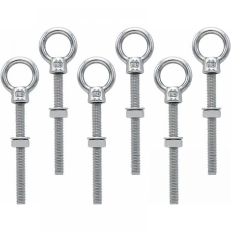 6pcs，M8 x 80mm Eye Bolt M8 Ring Screw with Metric Thread Stainless ...