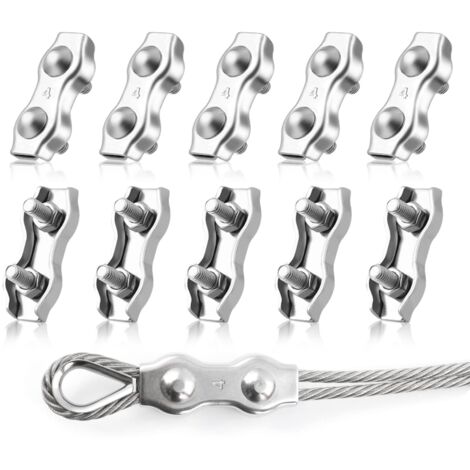10pcs M4 Duplex Cable Clips 304 Stainless Steel Wire Rope Clamps Duplex ...