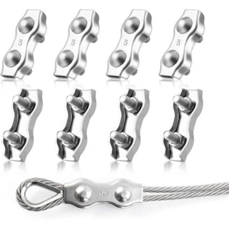 8Pcs M5 Duplex Wire Rope Clips, 304 Stainless Steel Duplex Wire Rope ...