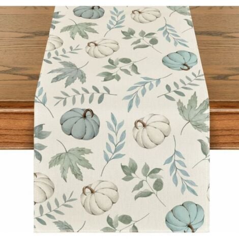 33 x 120cm Blue Pumpkin Table Runner for Fall - Table Decoration