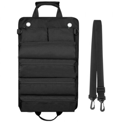 Black Roll Up Tool Bag for Men Women Durable Waterproof Rolling Tool Organizer Multifunctional Shoulder Strap Portable Heavy Duty Wheeled Bag