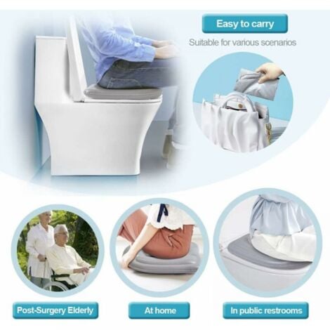 Inflatable Toilet Seat Cushion Donut Shape Raised Cushion Adjustable Height Toilet Seat Tailbone Pain Relief