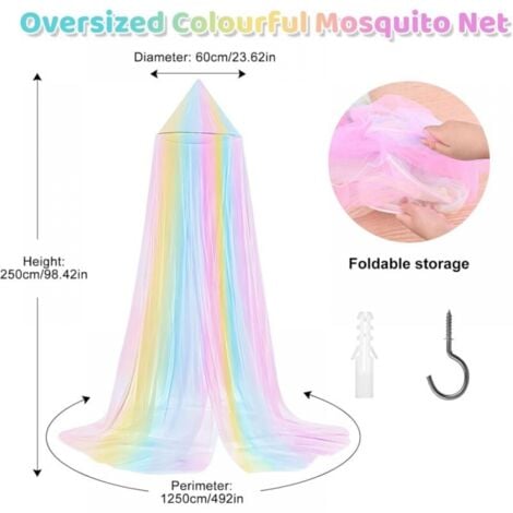 Bed Mosquito Net, Girls Bed Canopy, Rainbow Mosquito Net for Single ...