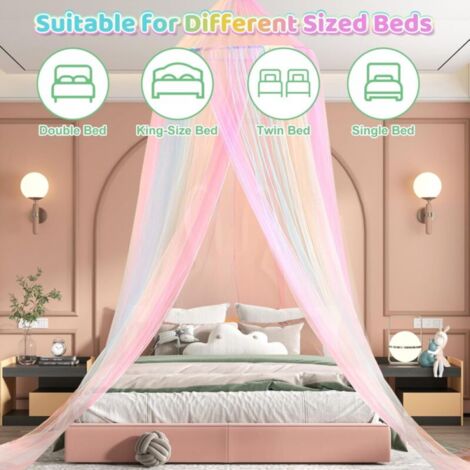 Bed Mosquito Net, Girls Bed Canopy, Rainbow Mosquito Net for Single ...