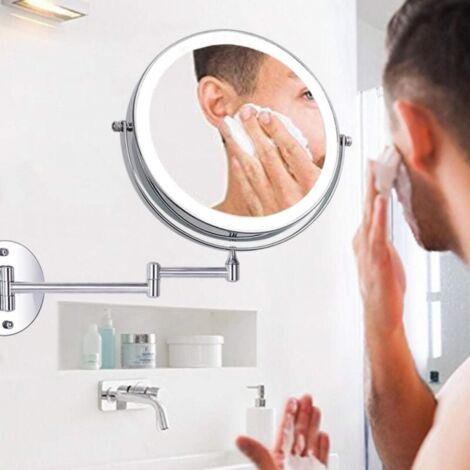 8 Inch LED Wall Mounted Makeup Mirror Lighted Magnifying Mirror 1x 10x Magnification USB Rechargeable 3