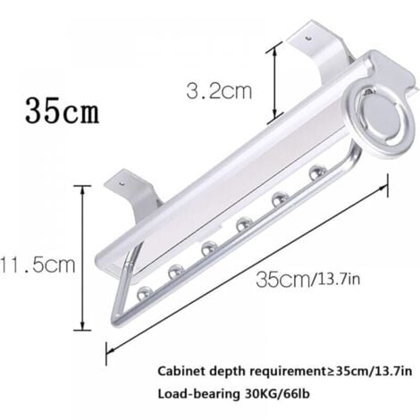 35CM Heavy Duty Pull Out Clothes Rack Sliding Trouser Hanger ...