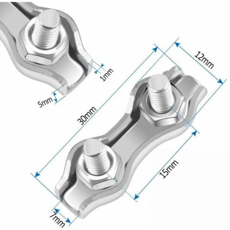 M2 Cable Clamp 18 Pcs Double Stainless Steel Cable Clamps for Stainless ...