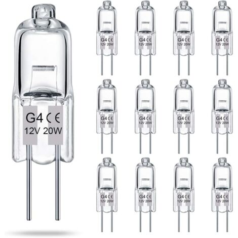 14 Pack G4 Clear 2-Pin Halogen Bulbs, 12V, 20W, JC T3 Bi-Pin Base ...