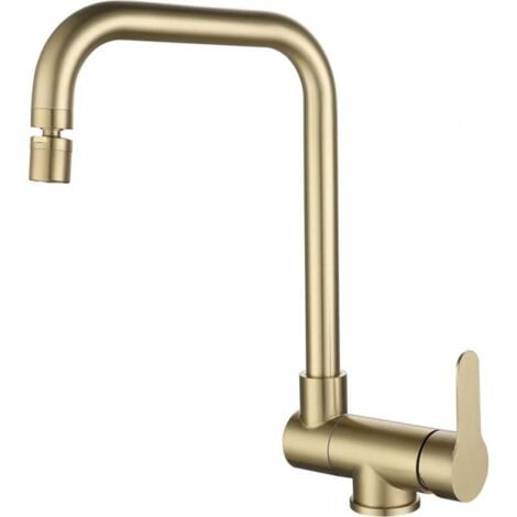 Foldable Kitchen Faucet, Brushed Gold Stainless Steel Foldable Kitchen ...