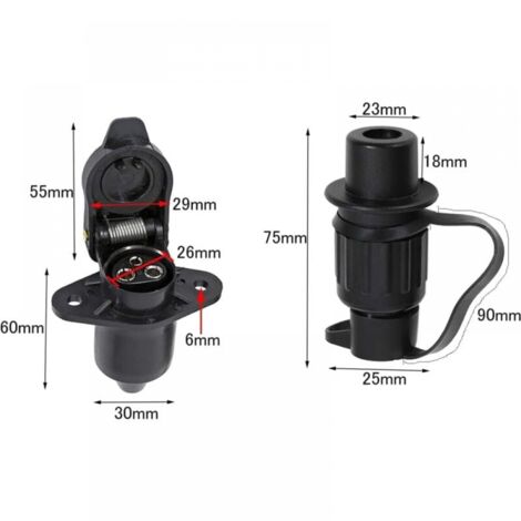 3 Pin Trailer Plug and Socket, 12V Waterproof 3 Pin Trailer Socket ...
