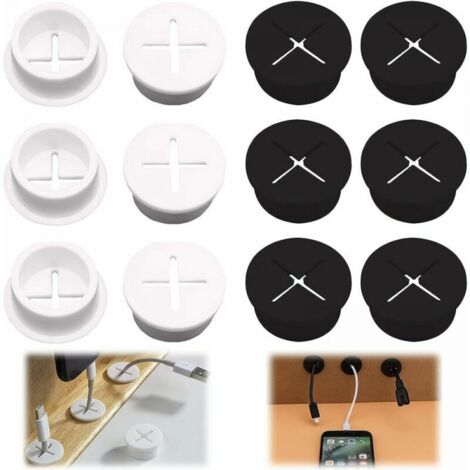 12 Pack Flexible Rubber Cable Management Cord Covers White Round Cable ...