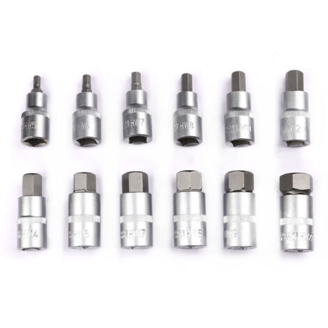 12 Piece 1/2" Allen Socket Set - 1/2" Drive 5-22mm Hex Socket ...