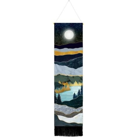 Set Narrow Tapestry Long Wall Hanging Landscape Painting Nature Scenery ...