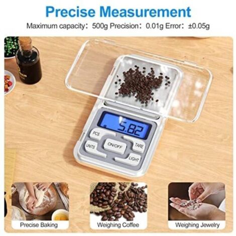 Precision kitchen scale 0.01g-500g – LED display – Stainless steel ...
