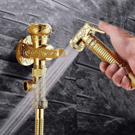 Toilet Spray Bidet - Brass Hand Shower, Wall-Mounted Toilet Spray Kit ...