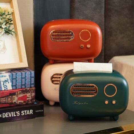 Tissue box cover, retro radio tissue boxes, art tissue box, red ...