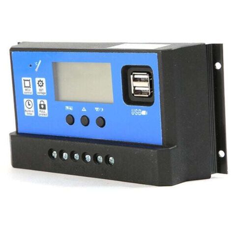 ZVD Régulateur de charge de panneau solaire , 12 V/24 V, 30 A, écran LCD, double port USB