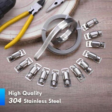 ZVD Abrazadera de manguera ajustable de acero inoxidable de 3 m de largo con engranaje sin fin y ...