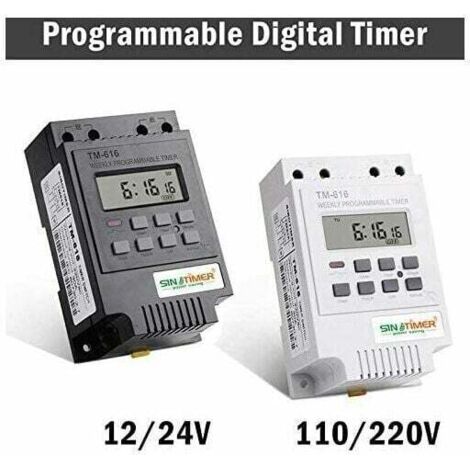 Programmateur de relais TM616, minuterie horaire hebdomadaire électrique numérique 12 V avec ...
