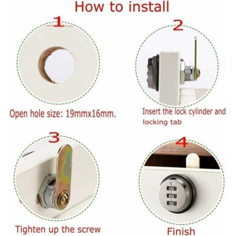 ZVD Lot de 2 PCS 3 Code à Chiffres Combinaison Serrure à Came Serrure Armoire 1930mm Serrure à ...
