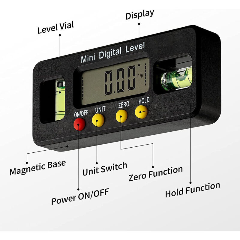 Electronic Level Digital Protractor Inclinometer Magnetic Base High Precision Flip Function